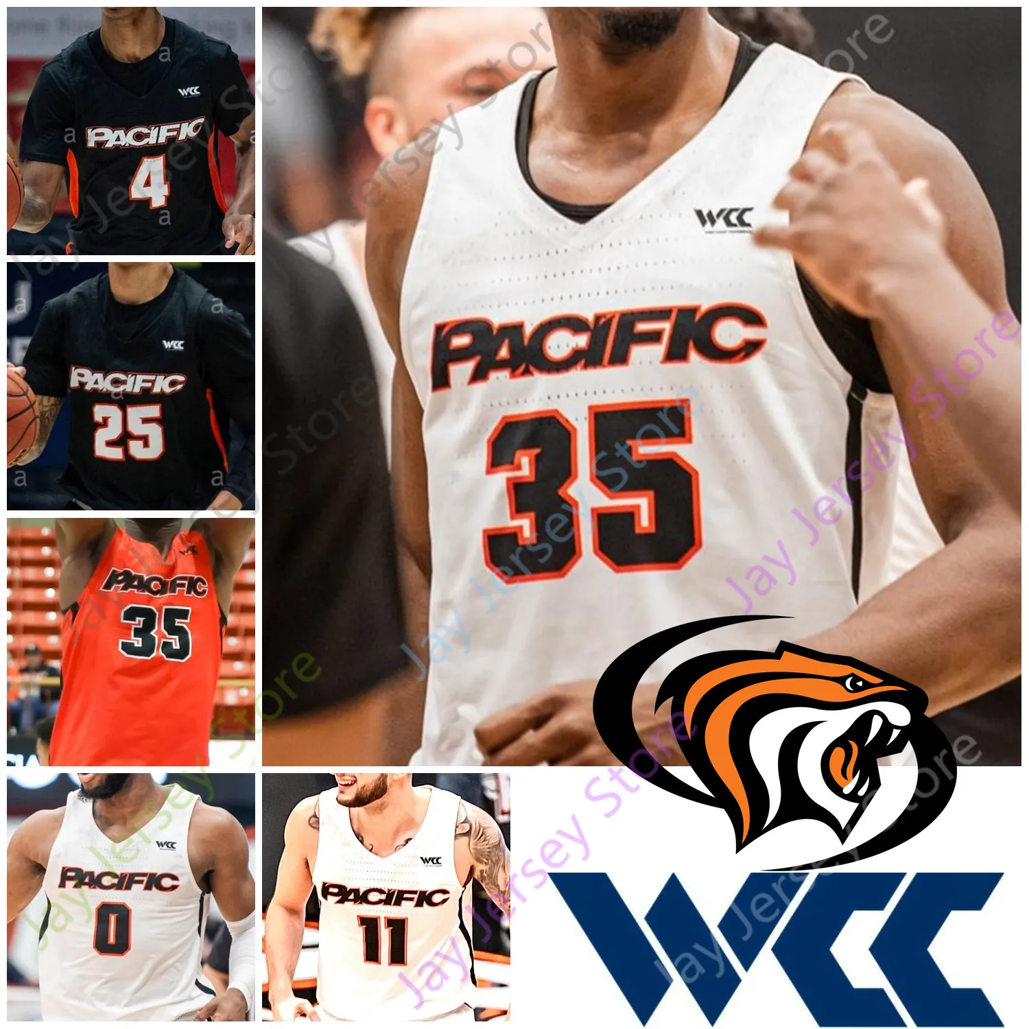 Custom 2020 Pacific Tigers Basketball Jersey NCAA College Michael ...