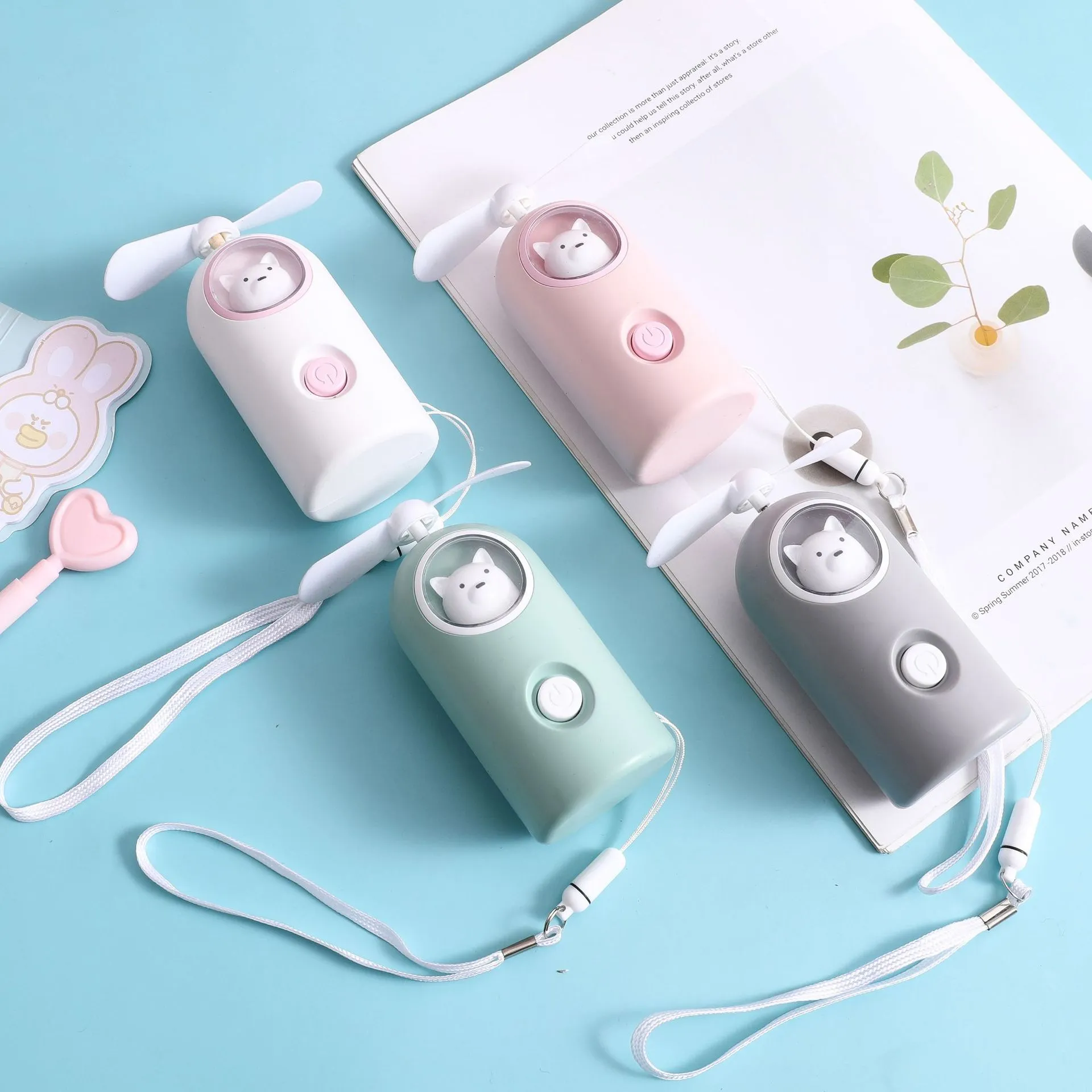 Portable Fan With USB Charging: Cartoon Mini Fan With Lanyard & Soft ...