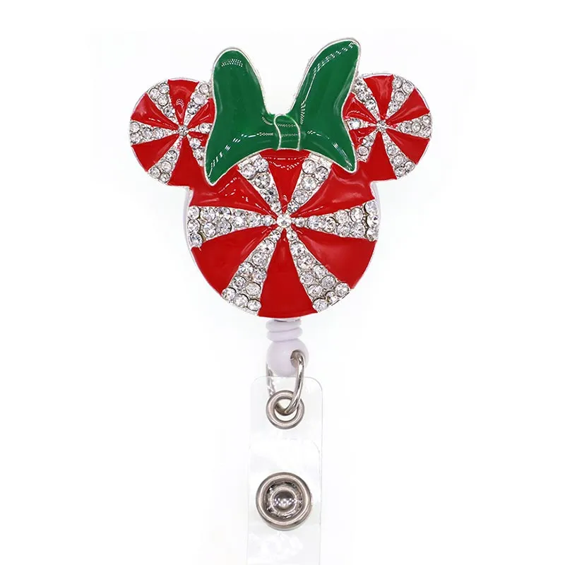 Bling Rhinestone ID Badge Holder with Retractable Key Ring & Alligator ...