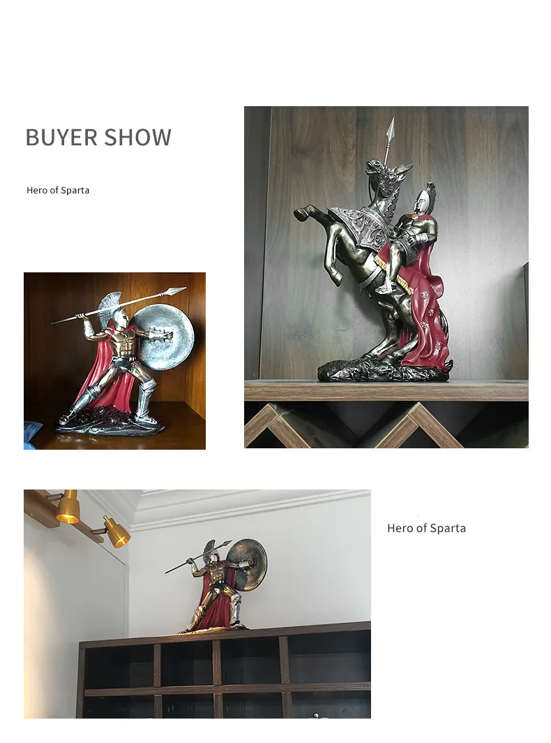 T200331 Ancient Rome Spartan Warrior Statue Resin Craft Figurine Home ...