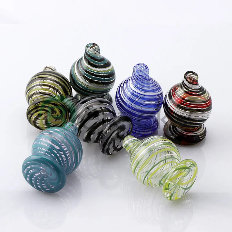 Stripe Glass Bubble Carb Cap 25mmOD Colorful Smoke Heady Glass Caps For ...