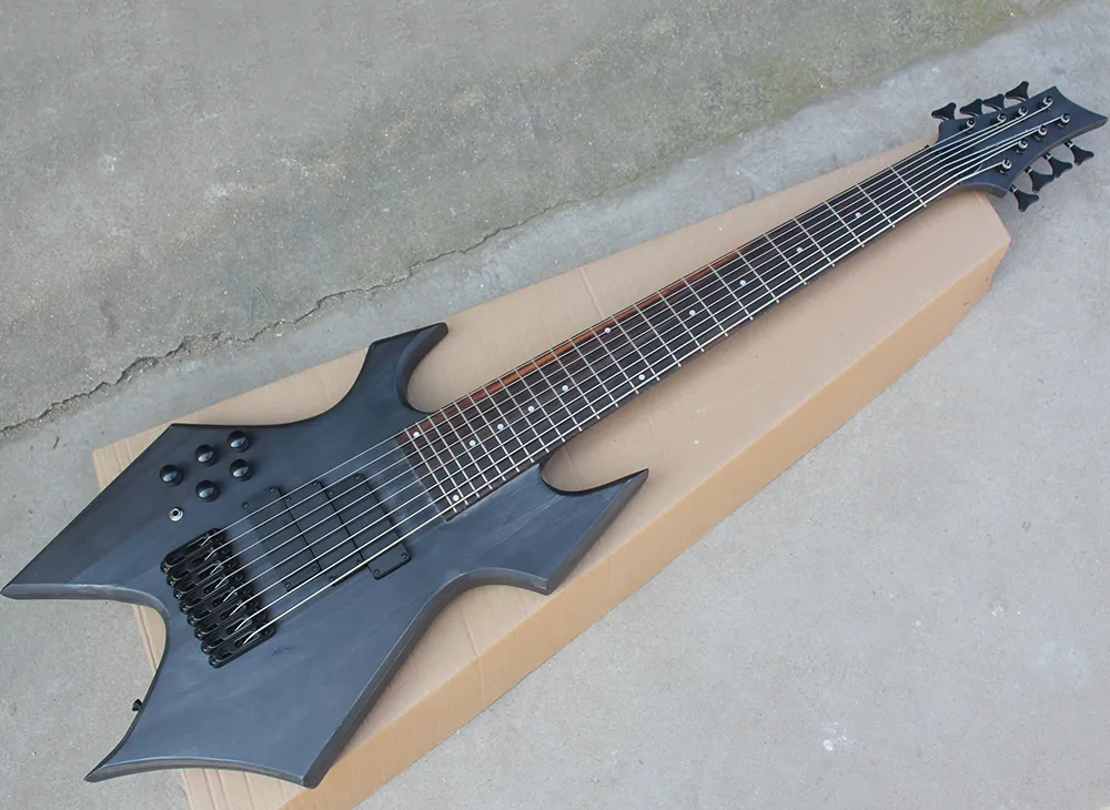 Matte Black Left Handed 8 String Electric Headless Bass Guitar With Two ...