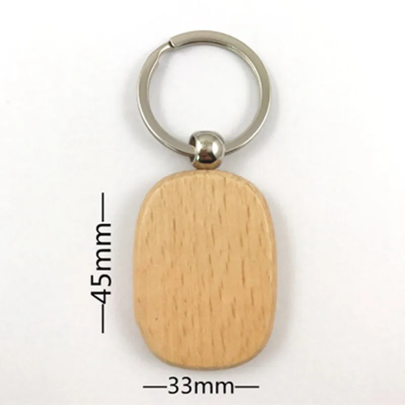 Creative Wooden Keychain Key Chains Round Square Rectangle Shape Blank ...