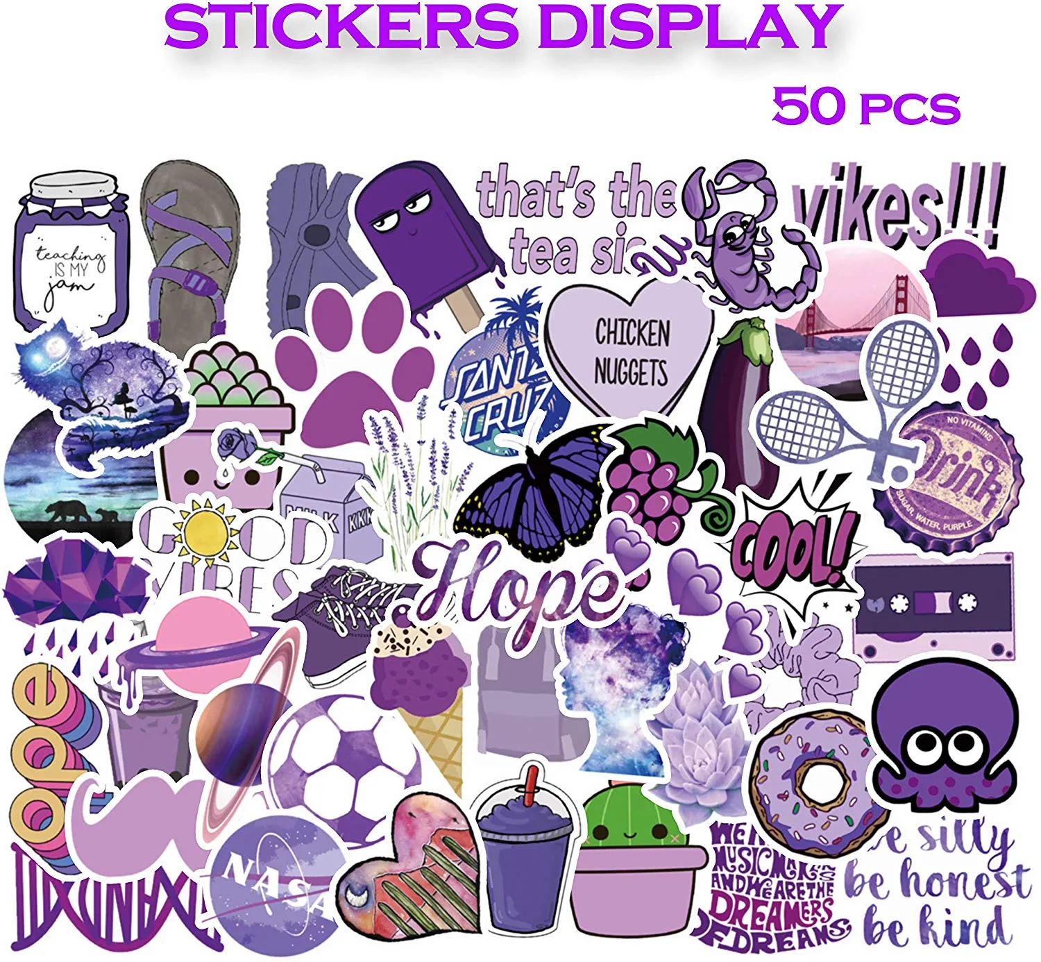 VSCO Purple Tone Purple Stickers Pack 50 Non Random Graffiti Decals For ...