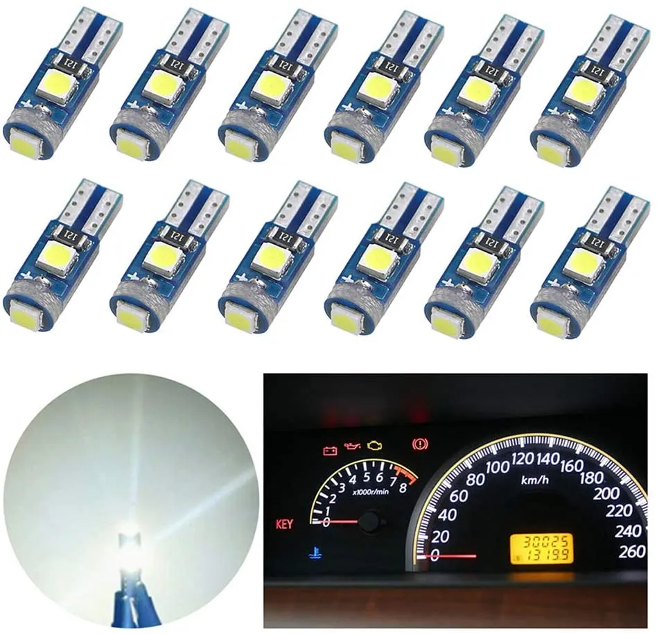 Car 74 Led Bulb Dash Lights 3SMD T5 2721 37 286 Wedge PC74 Instrument ...