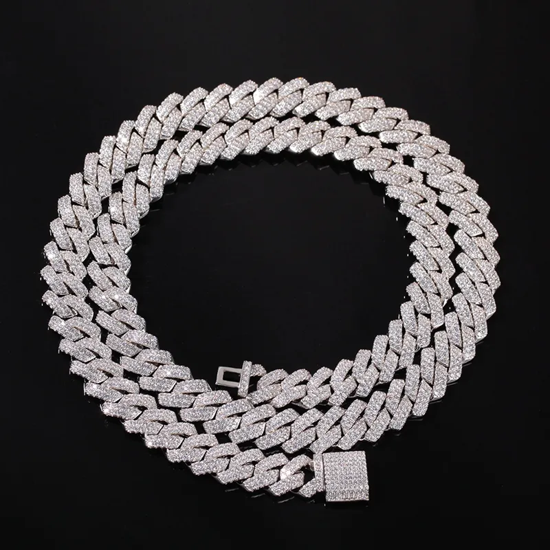 Iced Out Cuban Link Chain Necklace 50cm Silver Gold Brass Copper, Cubic ...