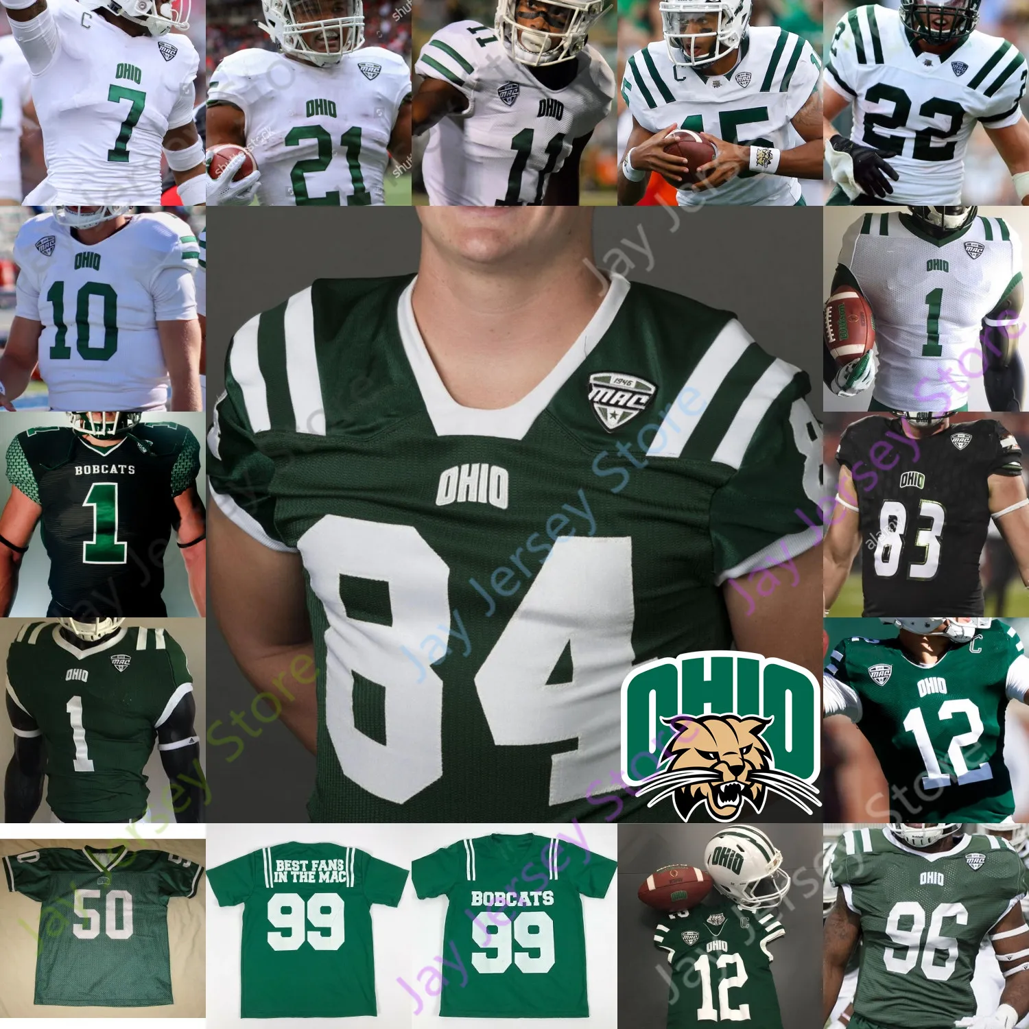 Ohio Bobcats Football Jersey NCAA College Nathan Rourke O'Shaan Allison ...