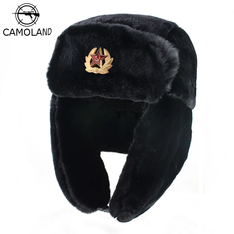 CAMOLAND Soviet Trapper Trooper Hat Mens Army Military Russian Ushanka ...