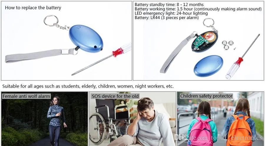 130dB Egg Shaped Personal Safety Alarm For Women Loud Scream Projection ...