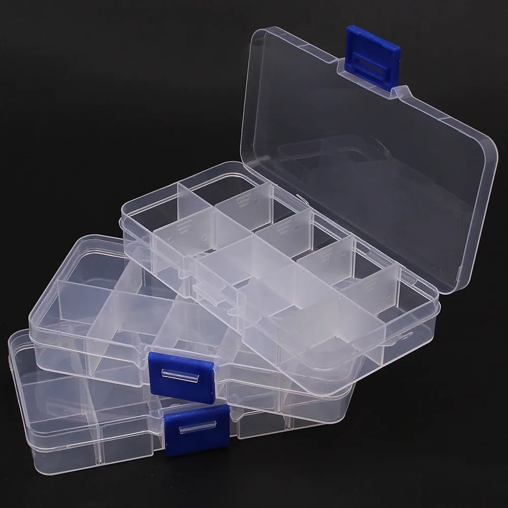 DHgate.com:10pcs Plastic Storage Boxes, Clear Organizer Containers with ...