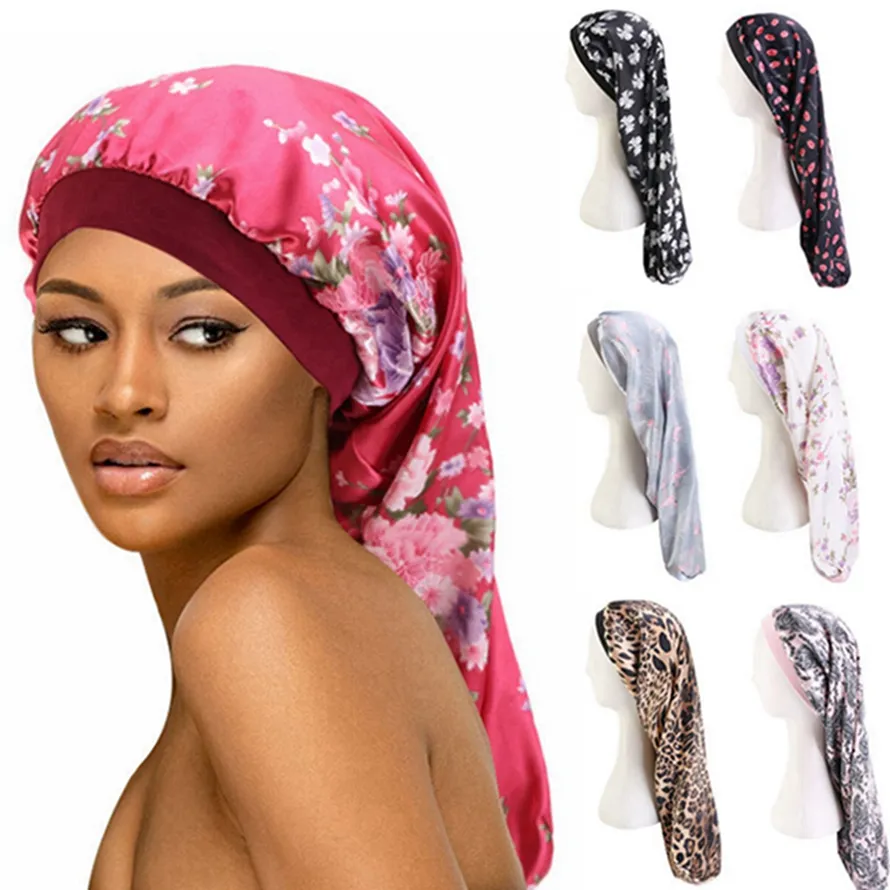 DHgate.com:Satin Sleep Bonnet Hat - Floral Wrap Night Cap, Wide Band ...
