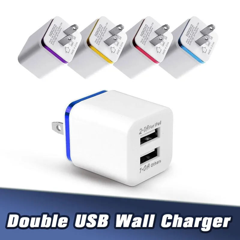 2.1A Dual Port USB Cube Power Adapter EU US Plug USB Wall Charger For ...