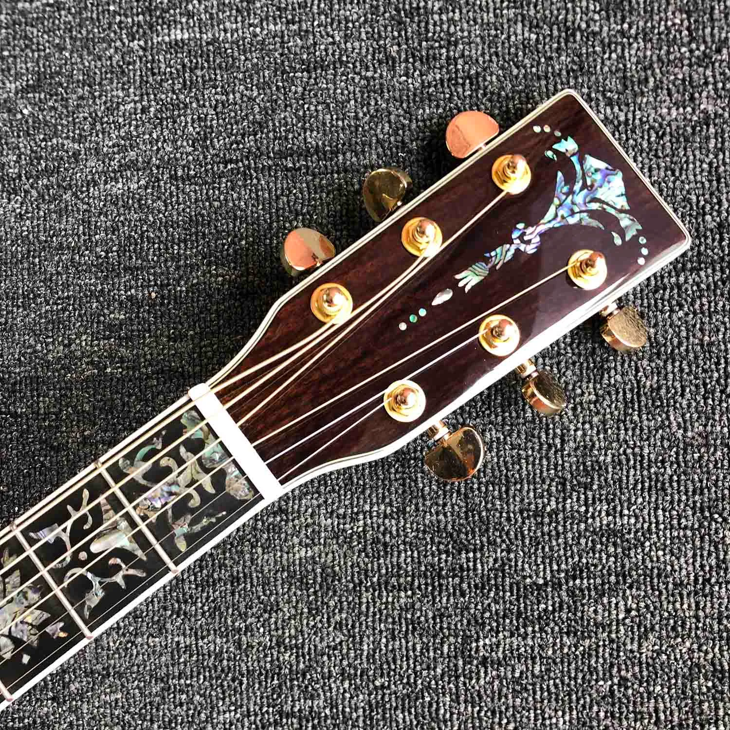 Grand 39 Inch Custom OOO Solid Spruce Top Acoustic Guitar All Abalone ...