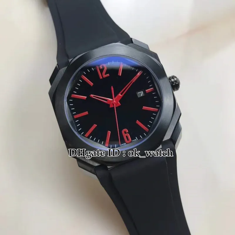 Octo 102738 Mens Sport Watch Quartz, PVD Black Steel, Rubber Strap, Red ...