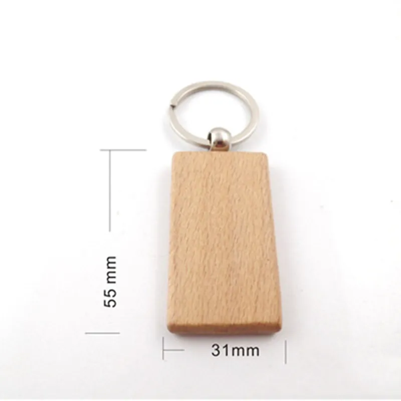 Creative Wooden Keychain Key Chains Round Square Rectangle Shape Blank ...