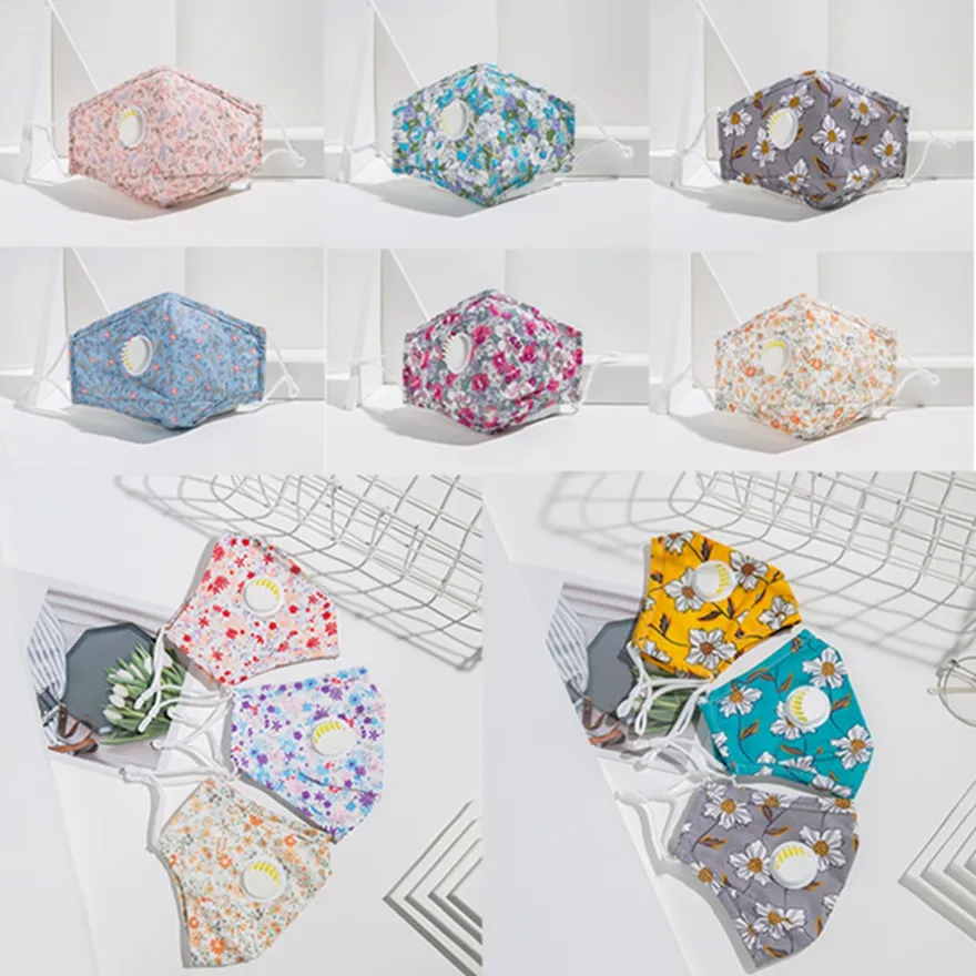 DHgate.com:Floral Print Face Mask with Breath Valve Washable Reusable ...