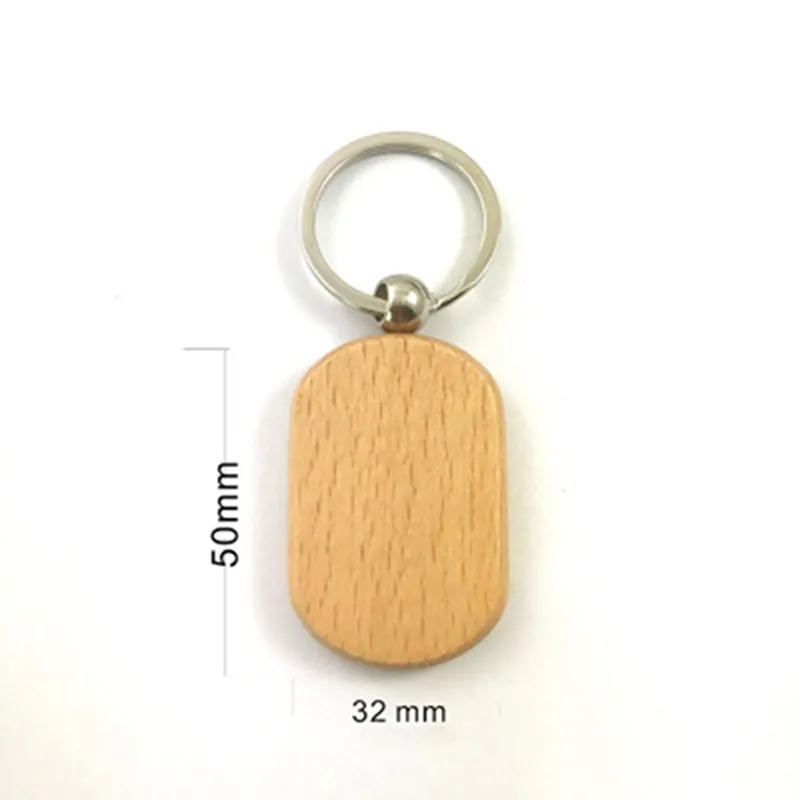 Creative Wooden Keychain Key Chains Round Square Rectangle Shape Blank ...