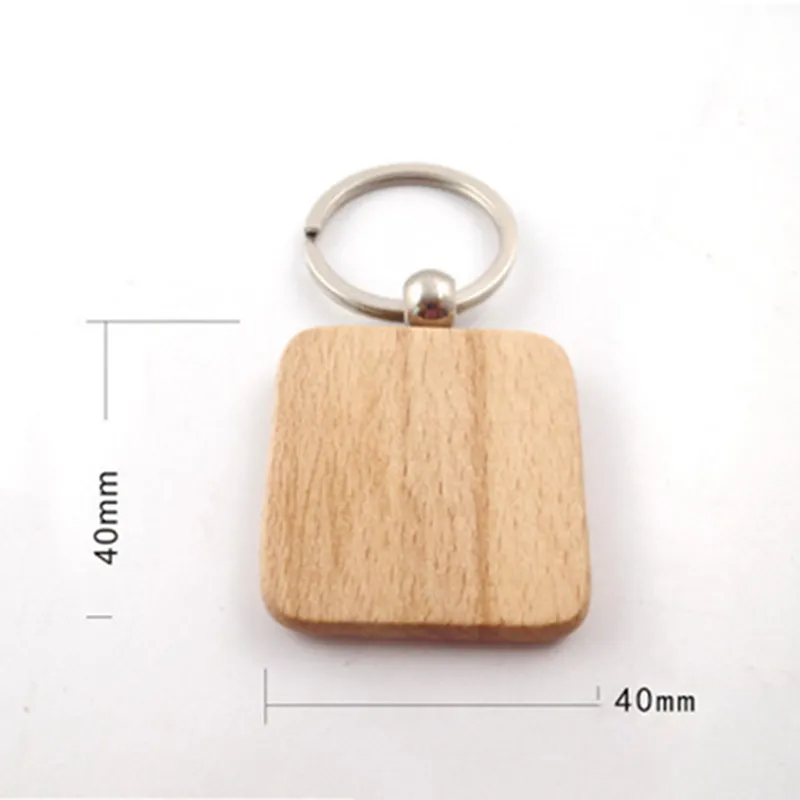 Creative Wooden Keychain Key Chains Round Square Rectangle Shape Blank ...