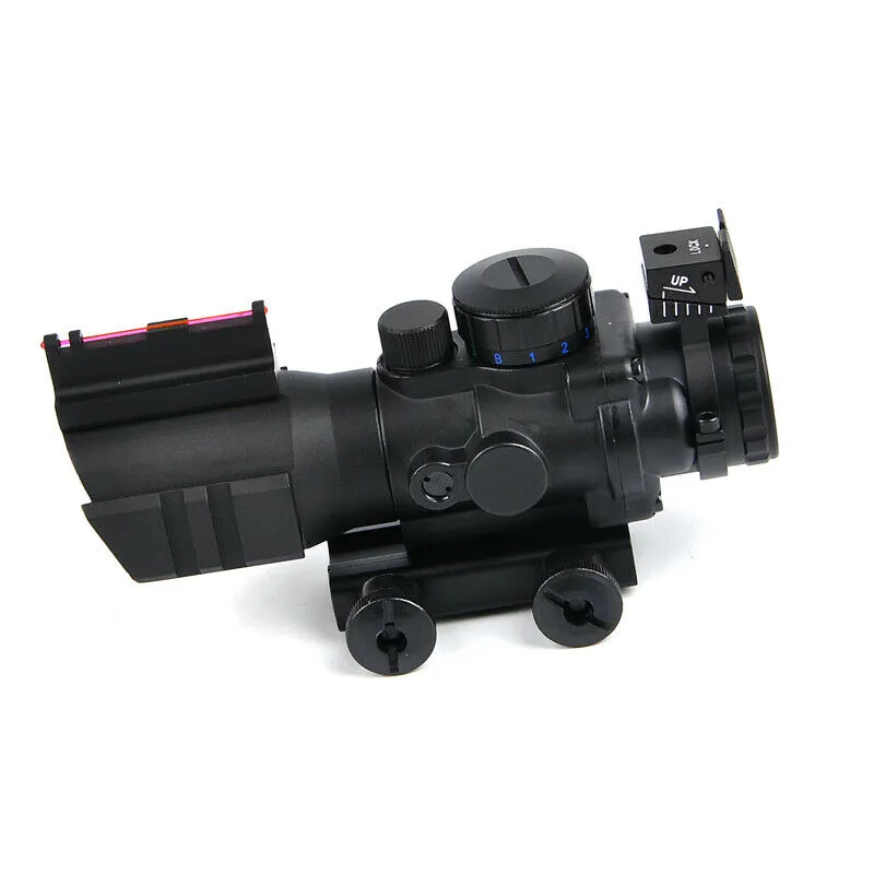 Scope Acog Fiber Illuminated 4x32 Rifle Optic Sight Red Tactical Tri ...