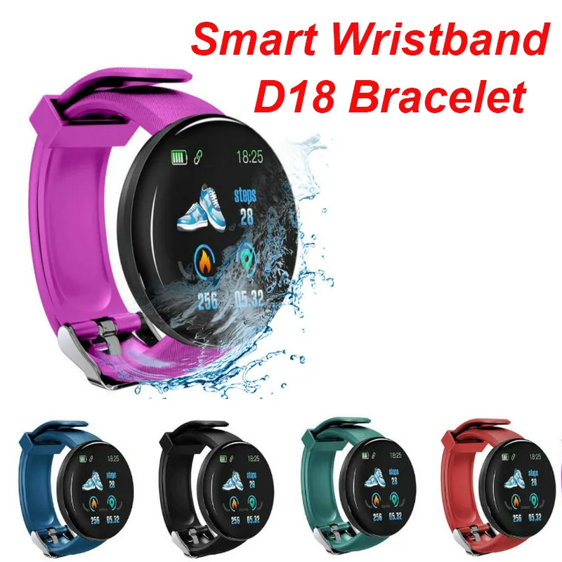 D18 Fashion Outdoor Safe Smart Wristband Watch Waterproof Fitness ...