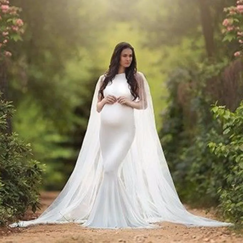 Chiffon Ivory Shawl Wedding Shooting Pregnancy Dress Photography Props ...