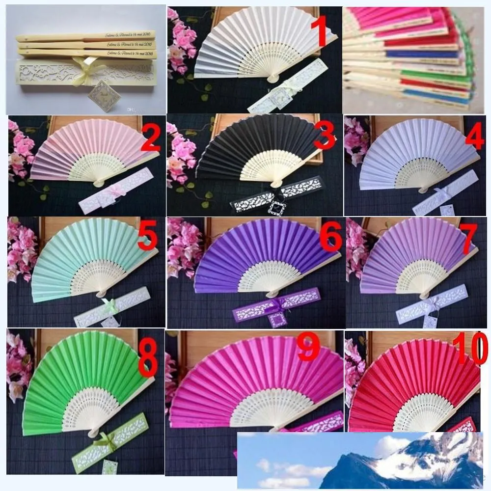 Personalized Luxurious Silk Japanese Style Hand Fans In Elegant Laser ...