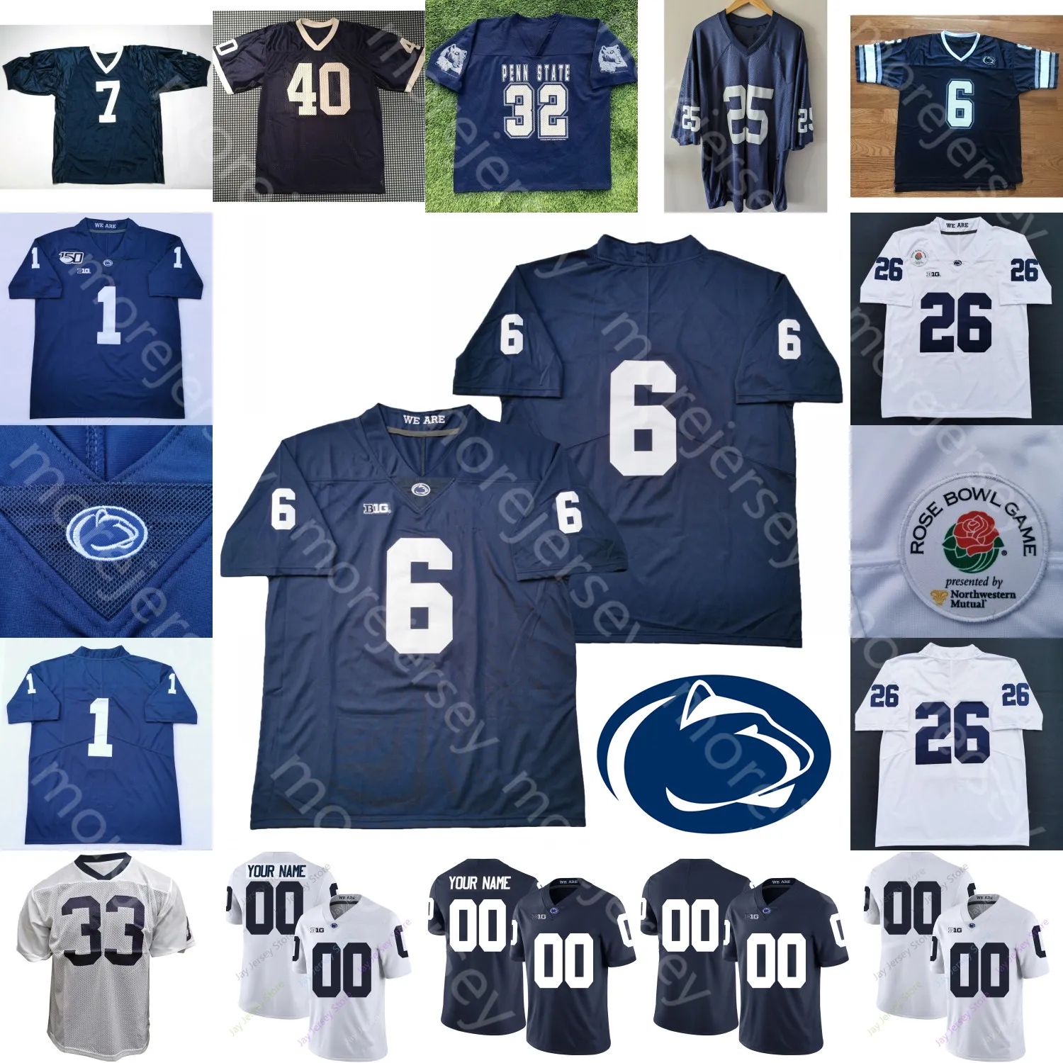 Custom PSU Penn State NCAA College Football Jersey Lenny Moore Sean Lee ...