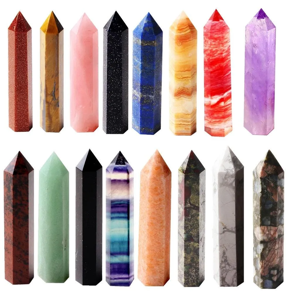 Crystal Wands Point Natural Dreamy Amethyst Rose Quartz Green Fluorite ...