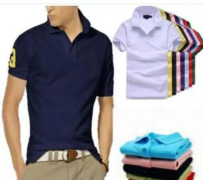 Mens Embroidered Horse Cotton Polo Shirt Short Sleeve Casual Solid ...
