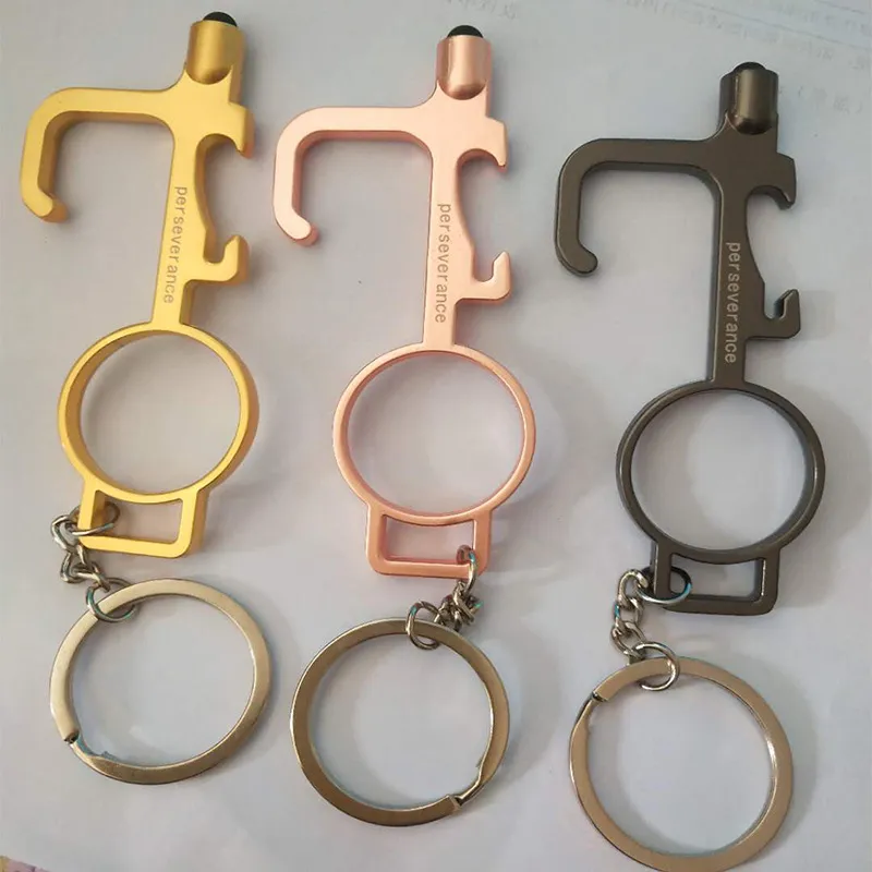 Contactless Door Opener Keychain EDC Safety Key Grip Ring Tool Elevator ...