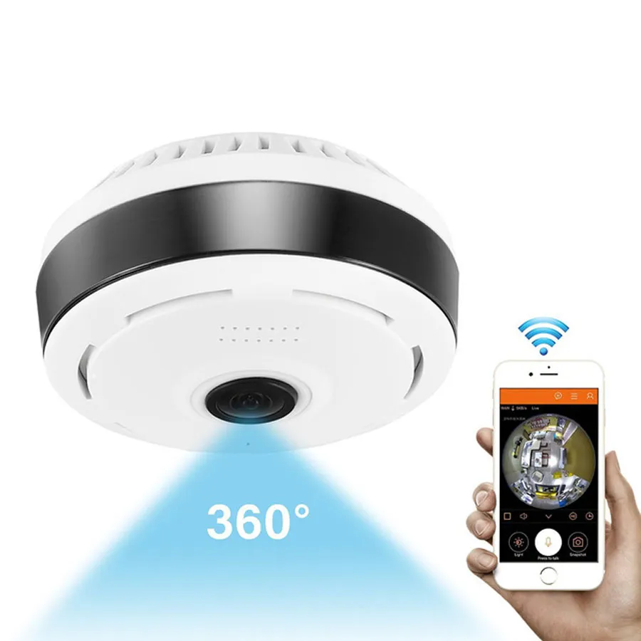 1080p HD Fisheye Panoramic IP Camera, 2MP Wireless WiFi Home Security ...