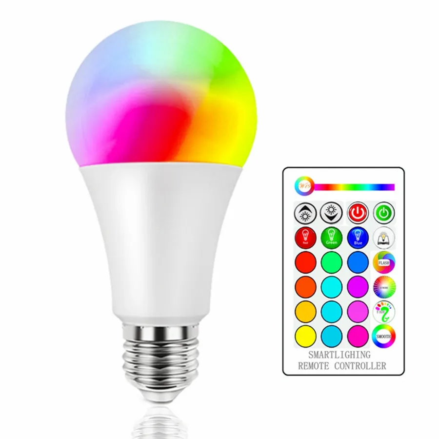 Dimmable 3W-10W LED Bulb B22/E27, 980LM White & RGB, 220-270° Remote ...
