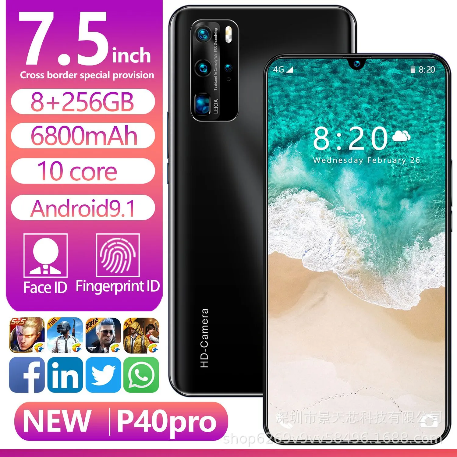 DHgate.com:5" Big Screen Android Smartphone - P40 Pro Unlocked Global ...