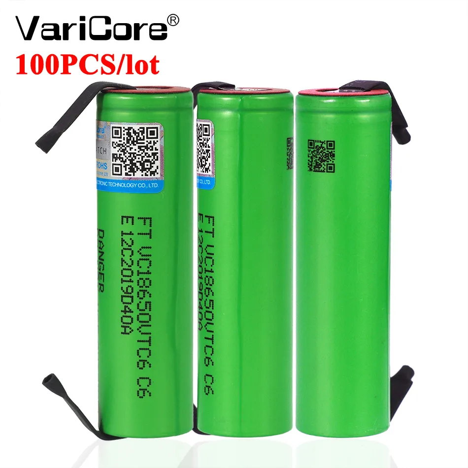 VariCore VTC6 18650 Battery Pack - 3.7V 3000mAh High Drain Rechargeable ...