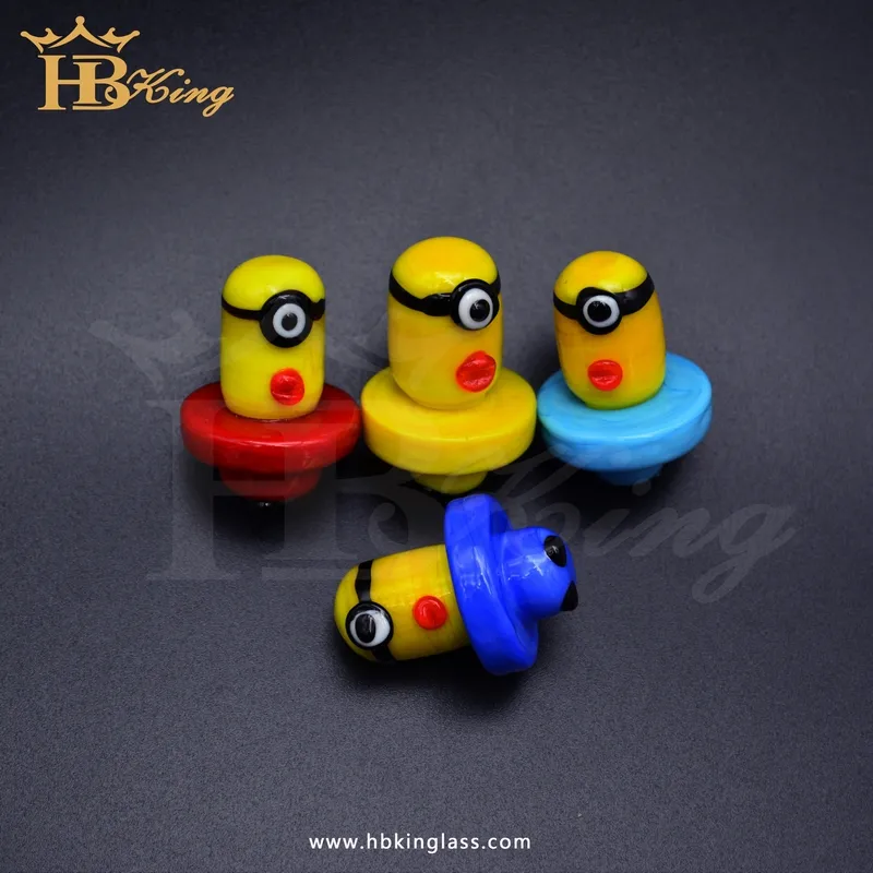 2021 9 Designs Carb Cap Minions Glass Dab Tools Solid Colored Glass ...
