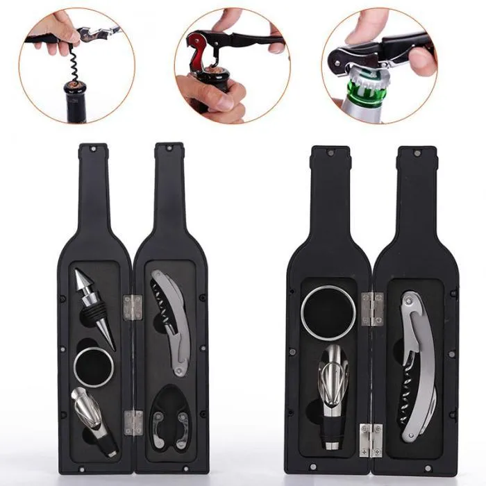 Wine Bottle Corkscrew Opener Set Bottle Shaped Holder Bottle Opener ...