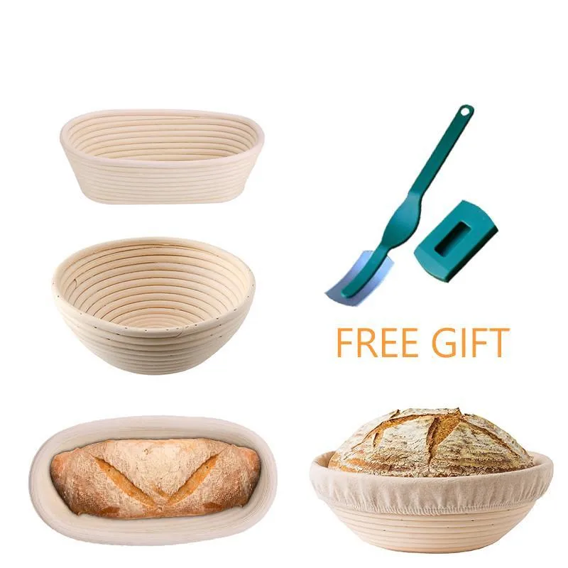Rattan Bread Proofing Basket Set - Oval & Round Sourdough Proving ...