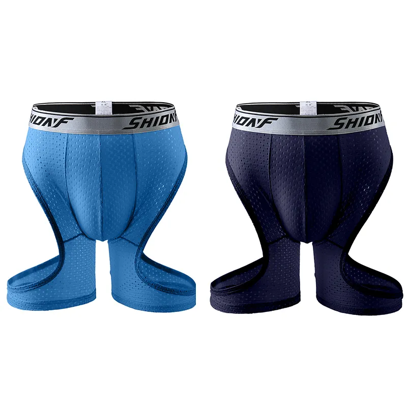 Shionf Anti Slip Boxer With Hollow Out Design, Long Leg, And Bulge ...