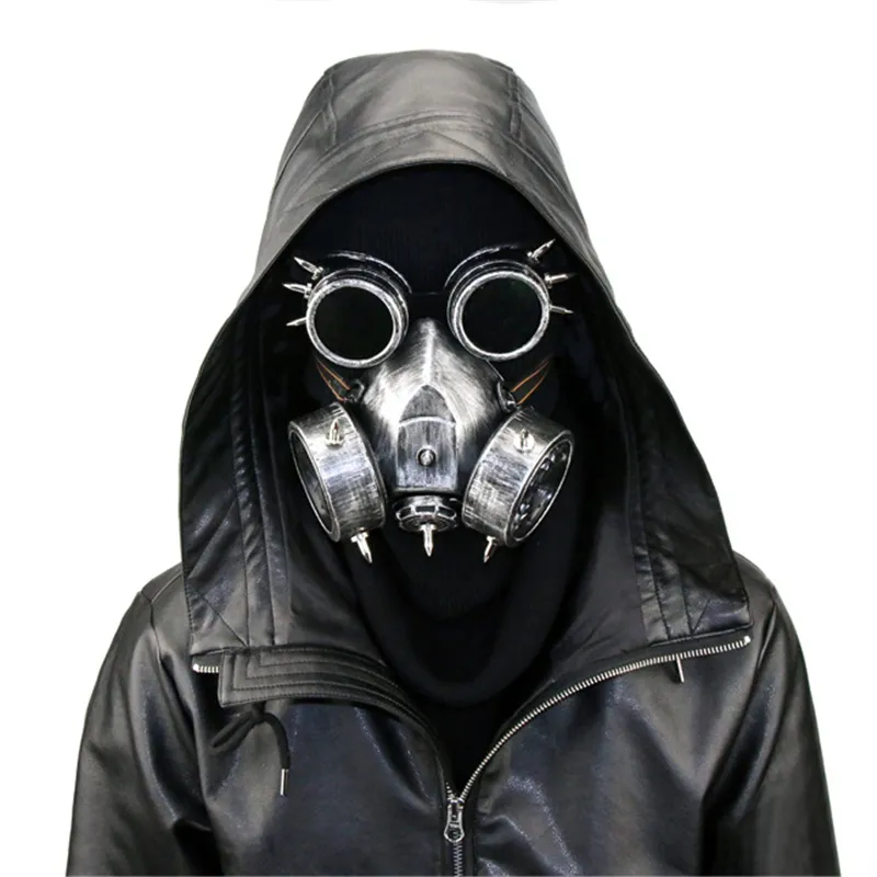 Steampunk Metallic Luster Gas Mask With Goggles Retro Death Morpheus ...