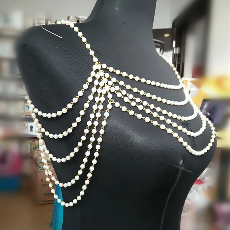 Exquisite Multilayered Pearl Necklace for Women Wedding Body Chain Jewelry