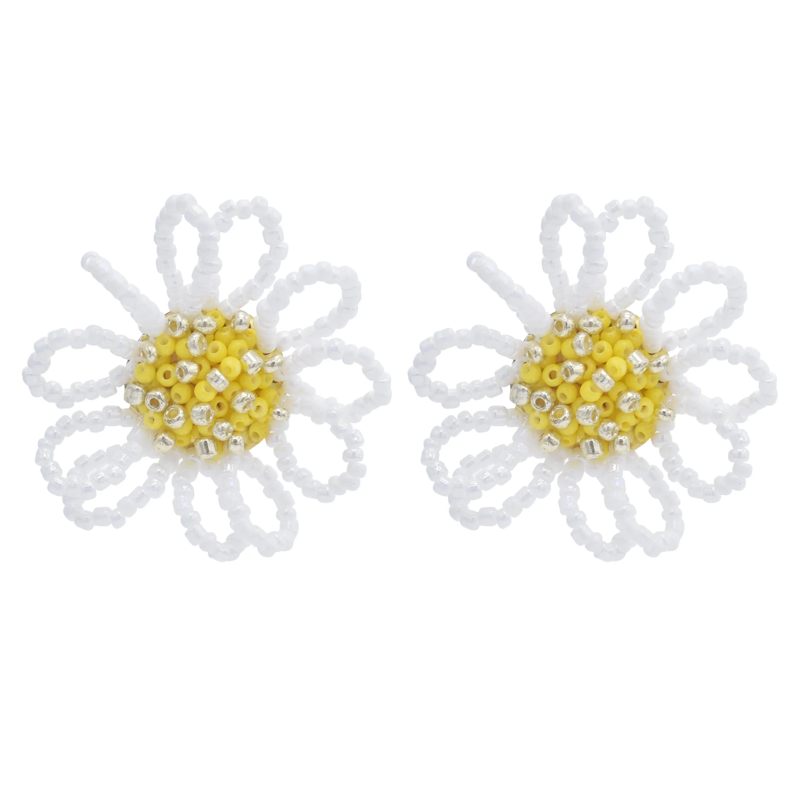 DHgate.com:Daisy-shaped Resin Beaded Stud Earrings for Women and Girls ...