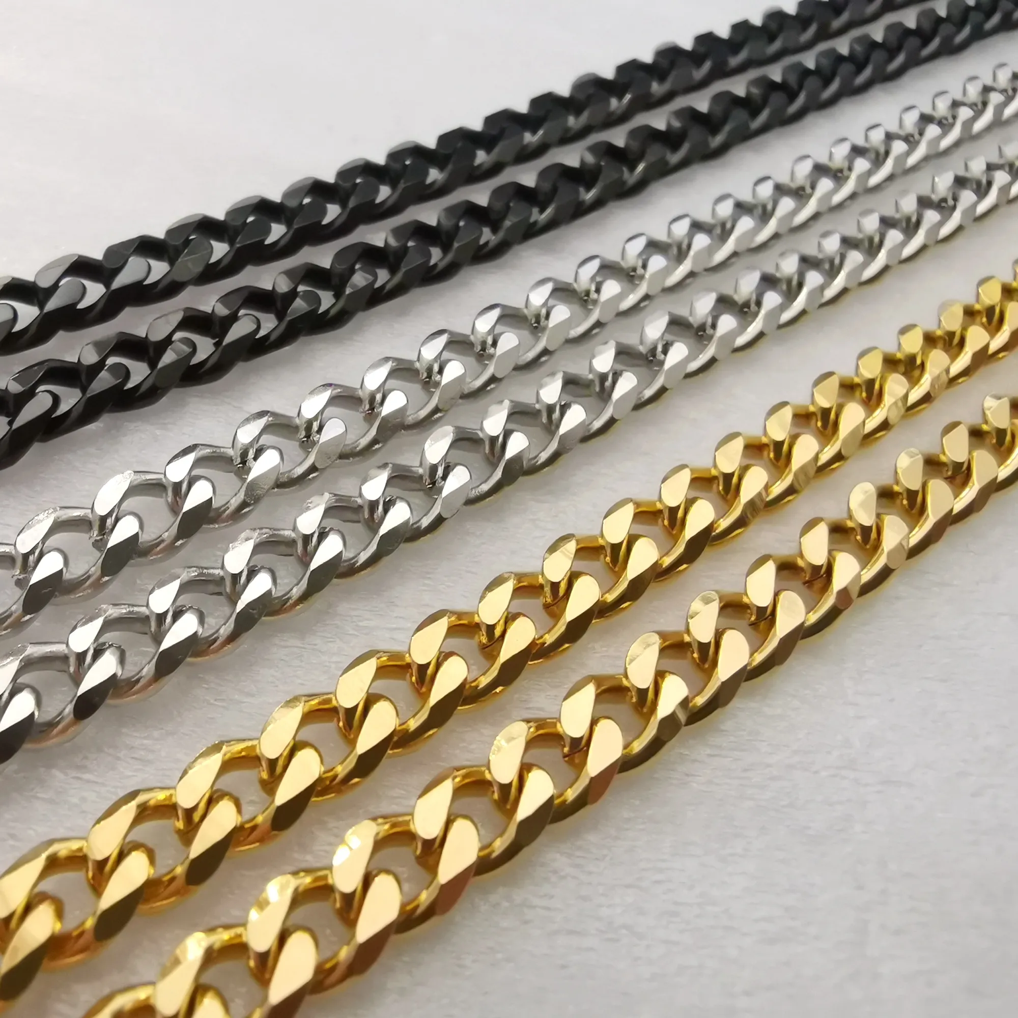 Premium 3M Stainless Steel 5mm Curb Chain - Gold, Silver, Black ...