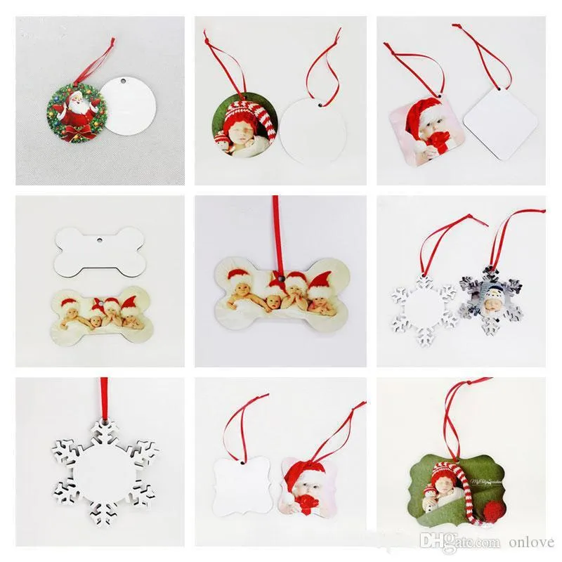 18 Styles Sublimation MDF Christmas Ornaments, Round and Square Shape ...