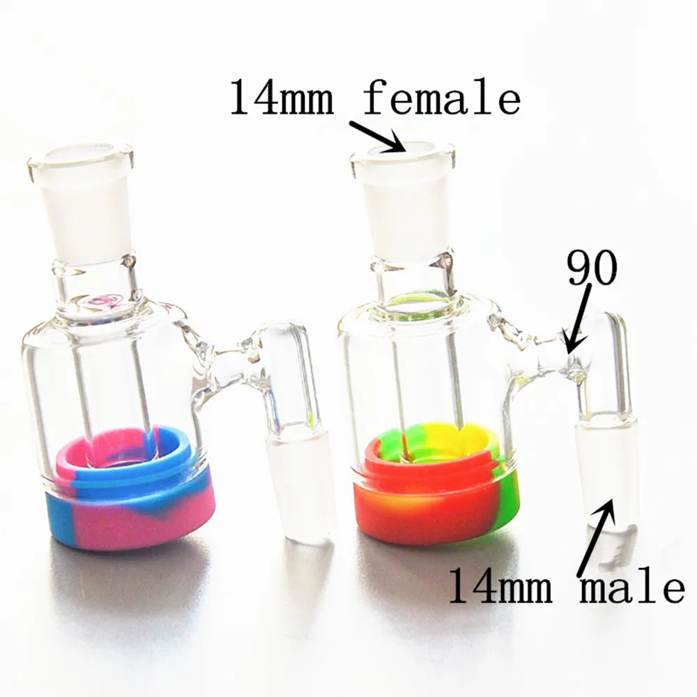 Mini Glass Ash Catchers With Silicone Container 14mm Smoking Glass ...