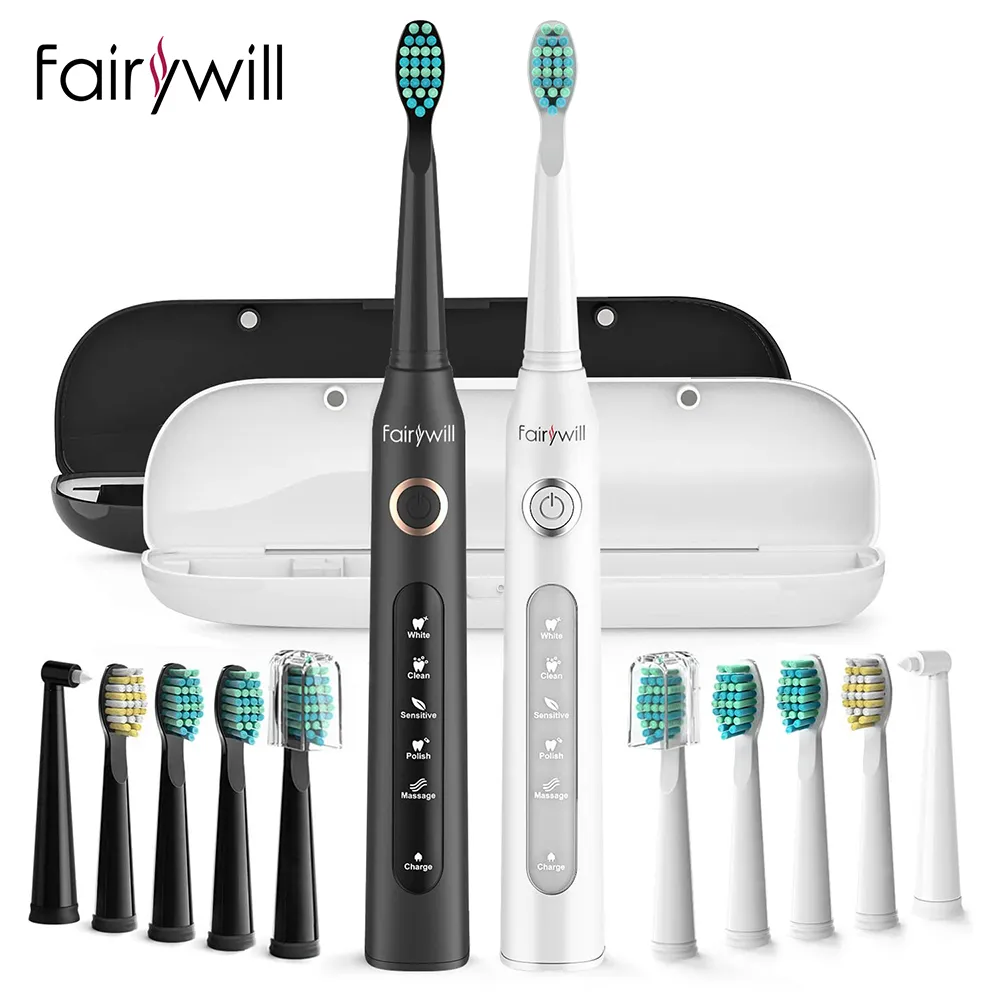 Sonic Electric Toothbrush Set - Whitening, Rechargeable, 5 Modes, Smart Timer, 10 Brush Heads ...