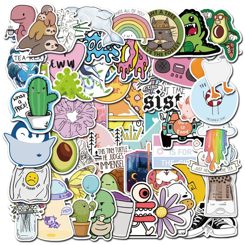 75 Pack Cartoon Hipster Stickers, No Repeats, Funny Graffiti for Bike ...