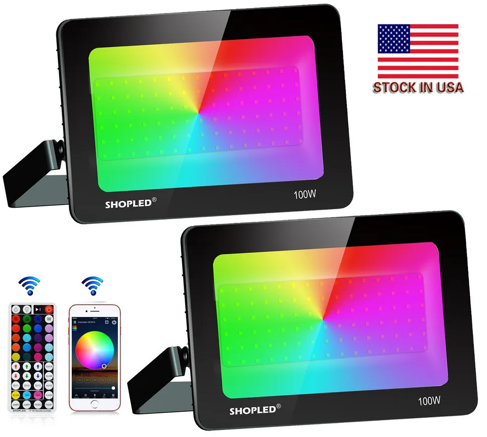 Waterproof 100W RGB LED floodlight led with RF Remote Control ...