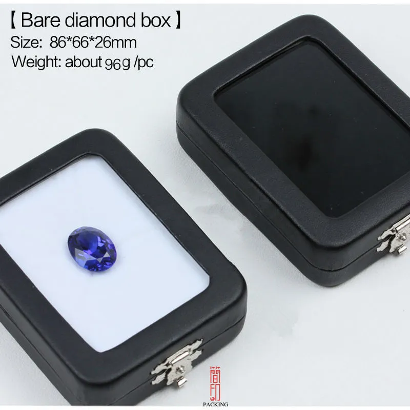 Premium Gemstone Boxes Set 6-Piece: Black Leather Display Cases with ...