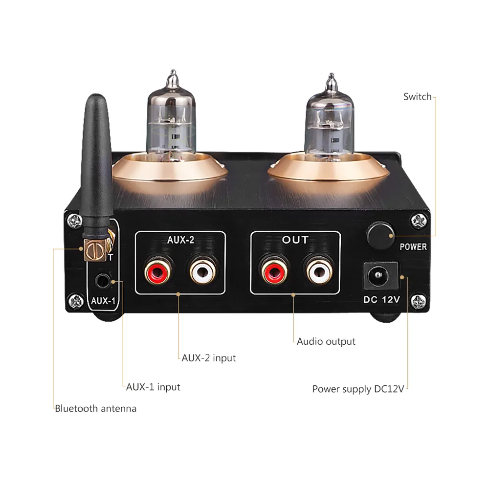 HiFi Tube Amplifier With Bluetooth 6J1 Tube Preamp Home Audio Stereo ...
