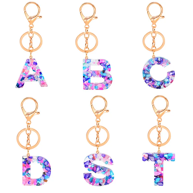 DHgate.com:Initial Letter Keychain Glitter Resin Keychains for Women ...